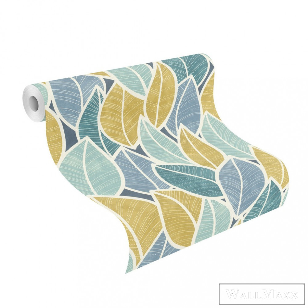 Rasch Salsa 2023 480139 kék design levélmintás tapéta - Wall